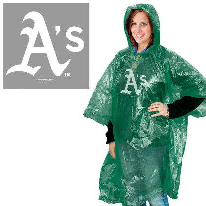 Athletics Green Rain Poncho with Large Team Logo by Wincraft One Size ...