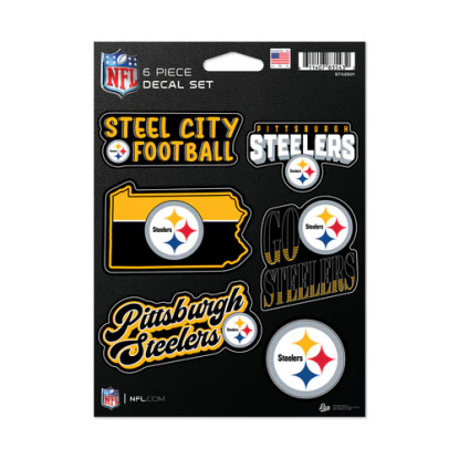 Pittsburgh Steelers Six Piece Assorted Decal Set with Logos Wordmark ...