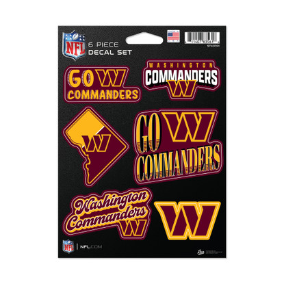 Washington Commanders Six Piece Assorted Decal Set with Logos Wordmark ...