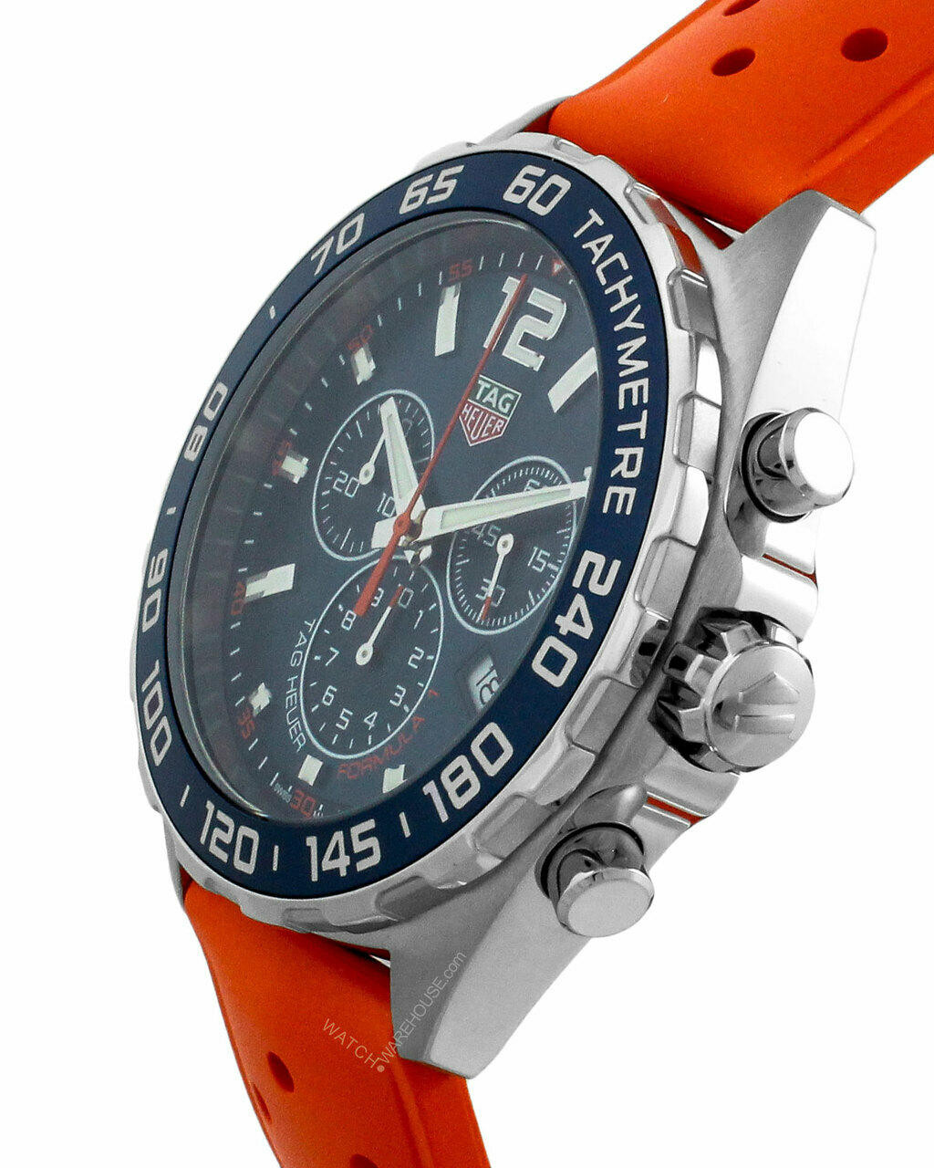 TAG Heuer Formula 1 Chronograph Blue Dial Orange Rubber Watch with 3 ...