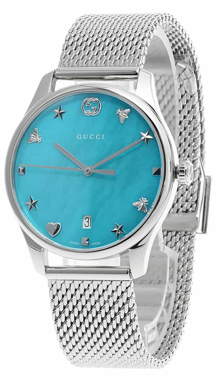 GUCCI G-Timeless 36MM Turquoise MOP Dial Women's Mesh Watch YA1264039 ...