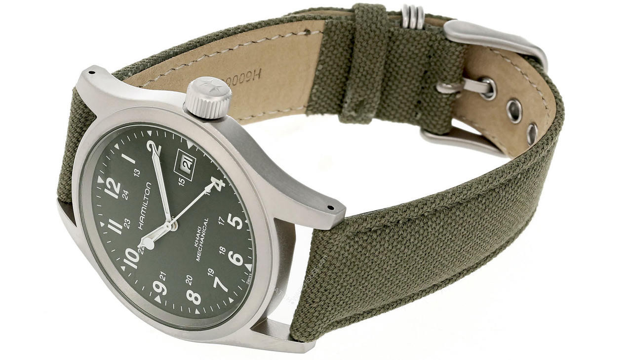 HAMILTON Khaki Field Mechanical 38MM Green Dial Textile Strap Watch ...