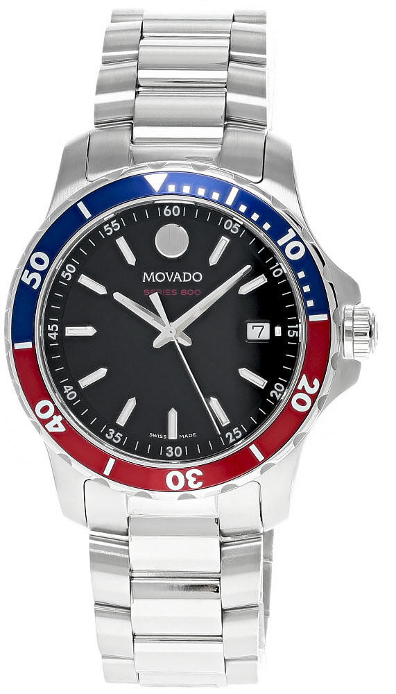 MOVADO Series 800 40MM SS Black Dial Pepsi Bezel Men's Watch 2600152 ...