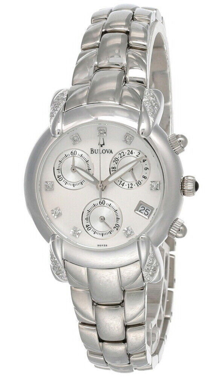 New Bulova Chrono MOP Dial Stainless Steel Women's Watch 96R59 | Fast & Free US Shipping | Watch ...