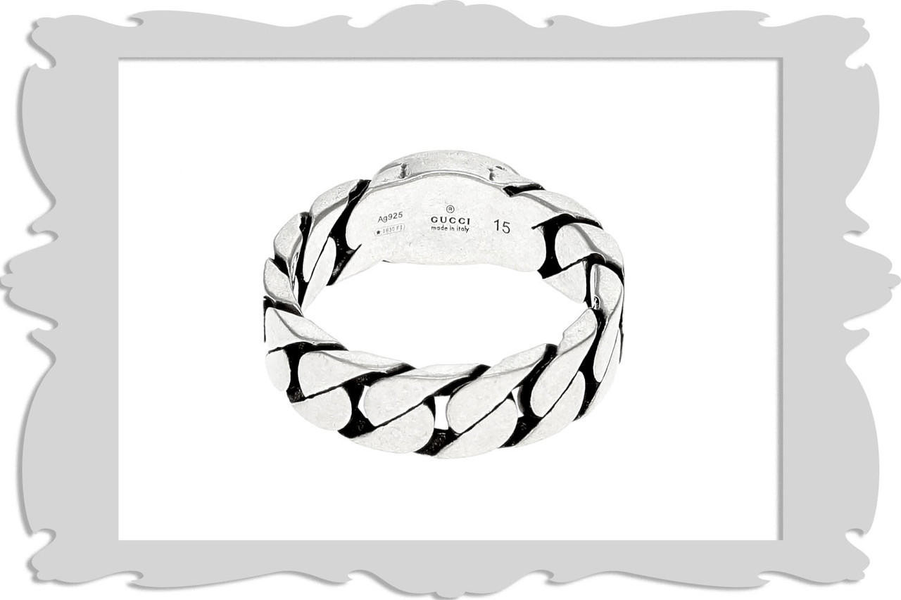 GUCCI Silver Interlocking G Green Enamel Ring YBC7016120010 | Fast ...