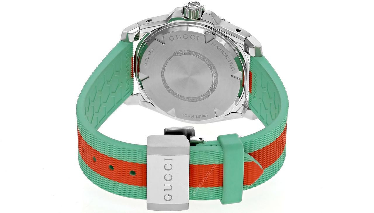 GUCCI Dive AUTO 40MM SS Silver Dial Turquoise Rubber Men's Watch ...