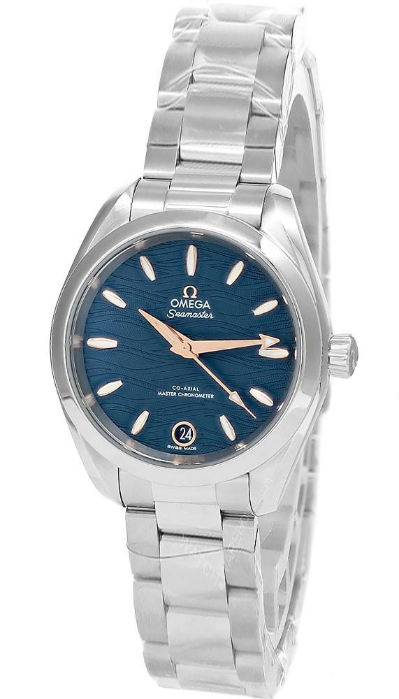 OMEGA Seamaster Aqua Terra SS 34MM Blue Dial Women's Watch 220.10.34.20 ...