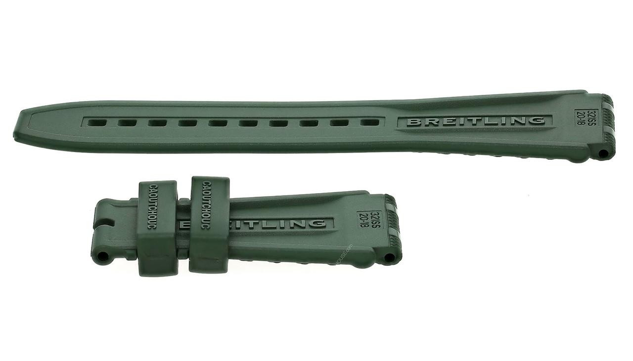 BREITLING Green 20MM Rouleaux Rubber Strap 321SS | Fast & Free US ...