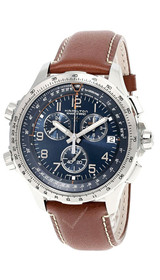 HAMILTON Khaki X-Wind 46MM CHRONO Blue Dial LTHR Men's Watch H77922541 ...