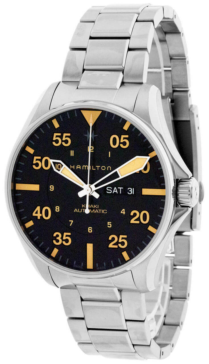 HAMILTON Khaki Pilot 46MM AUTO SS Black Dial Men's Watch H64725131 ...