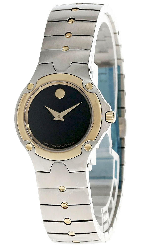 MOVADO Mini Sport SS Black Museum Dial Two-Tone Women's Watch 0604814 ...
