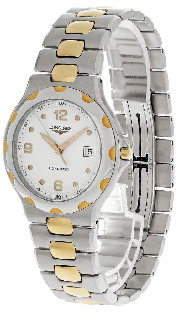 LONGINES Conquest 37MM SS White Dial Date 2-Tone Men's Watch L1.633.3 ...