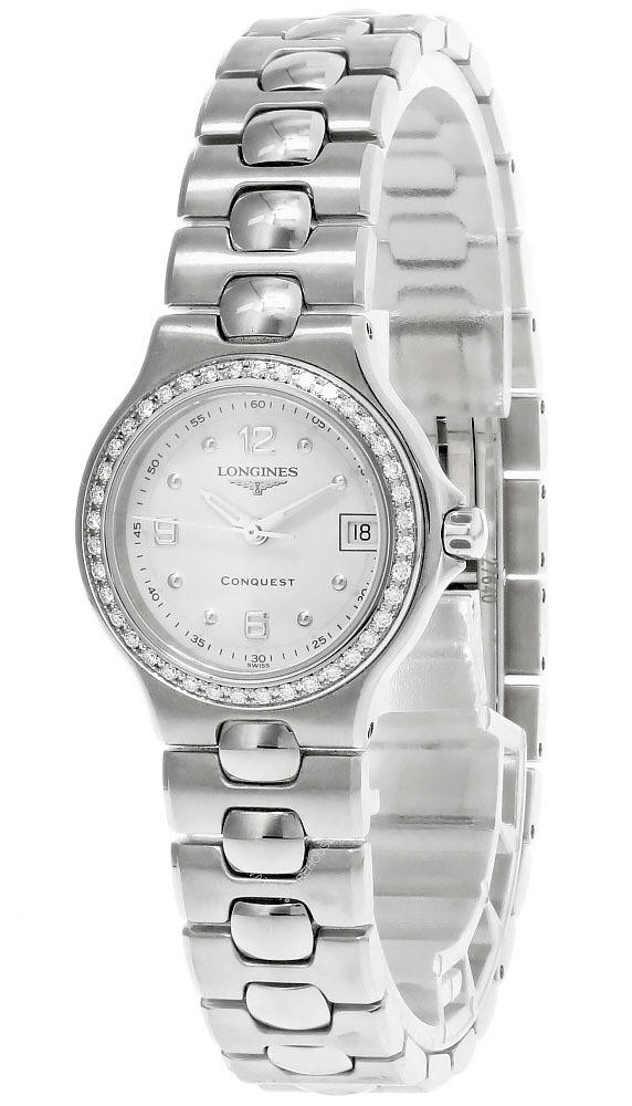 LONGINES Conquest SS White Dial Diamond Bezel Women's Watch L1.131.0.16 ...