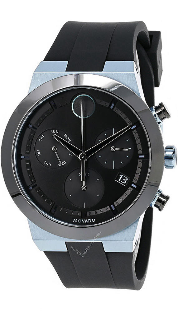 MOVADO Bold Fusion CHRONO Quartz Black Dial Silicone Men's Watch ...