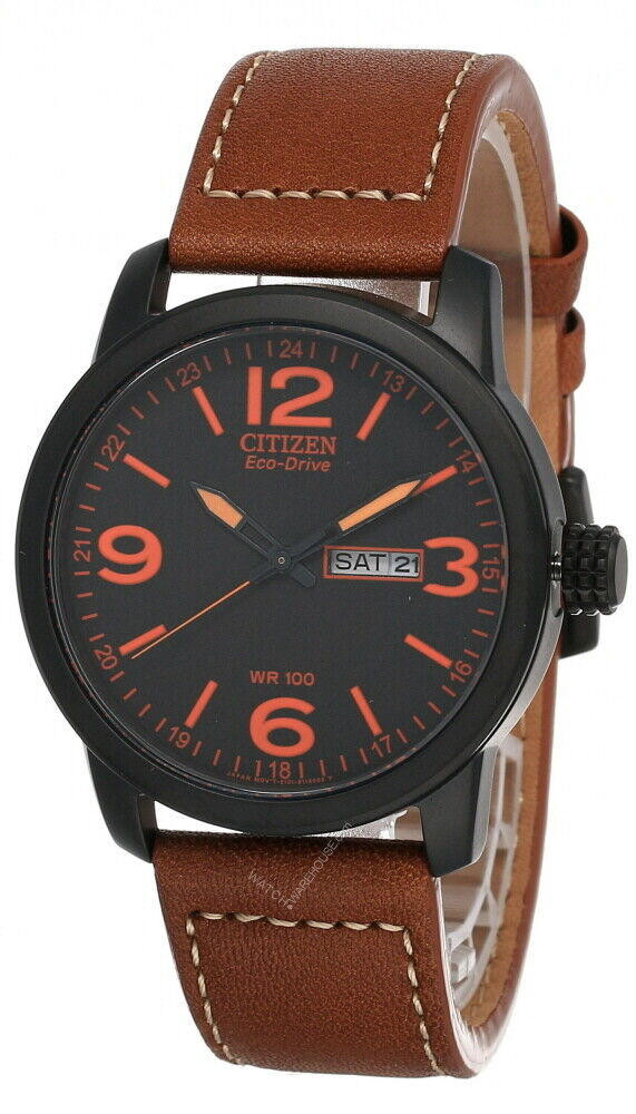 New Citizen Eco-Drive Black Dial LTHR Strap Men's Watch BM8475-26E ...