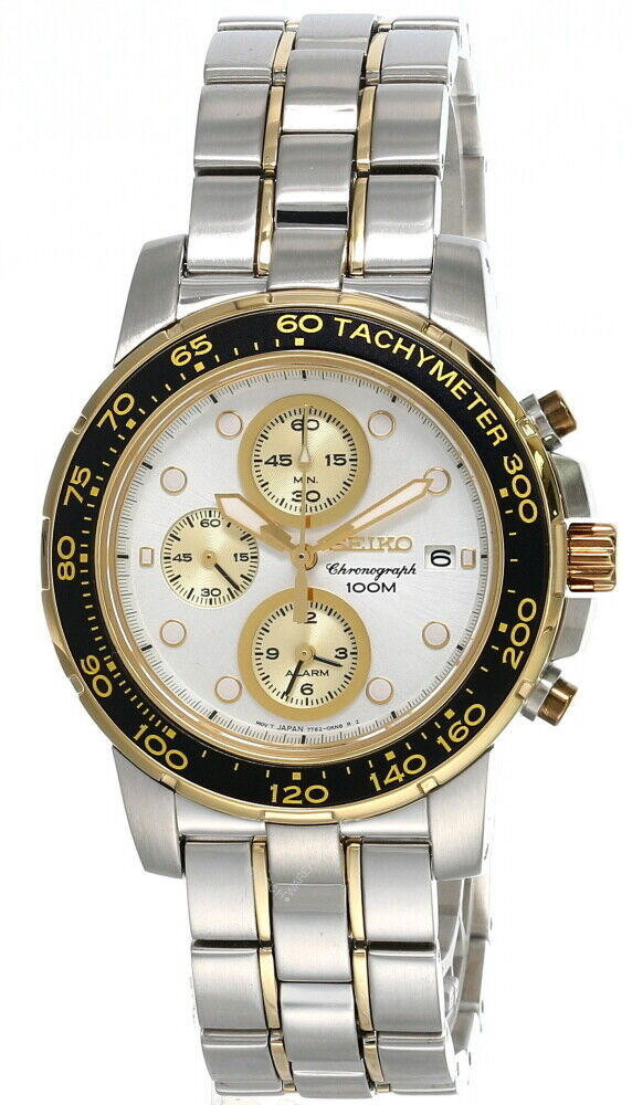 Seiko Silver Dial Chrono Alarm Two -tone SS Men's Watch SNAB62 | Fast ...