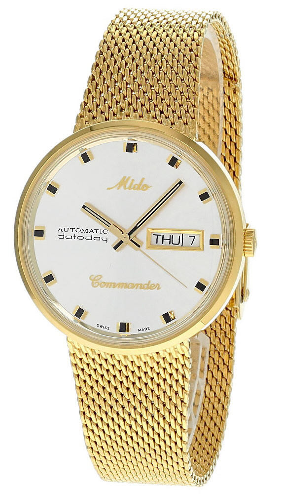 MIDO Commander 37MM SS Silver Dial Gold Mesh Men's Watch M8429.3.21.13 ...