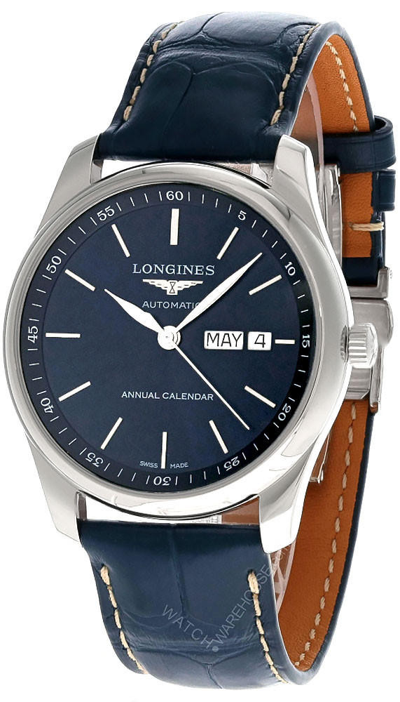 LONGINES Master Collection 40MM AUTO Blue Dial Leather Men's Watch L2 ...