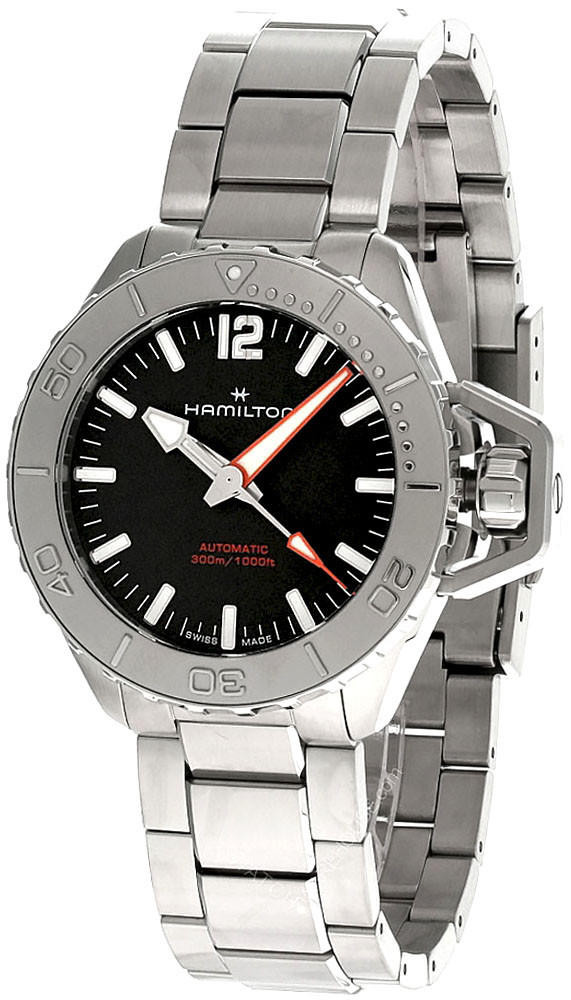 HAMILTON Khaki Navy Frogman AUTO 41MM SS Black Dial Men's Watch ...