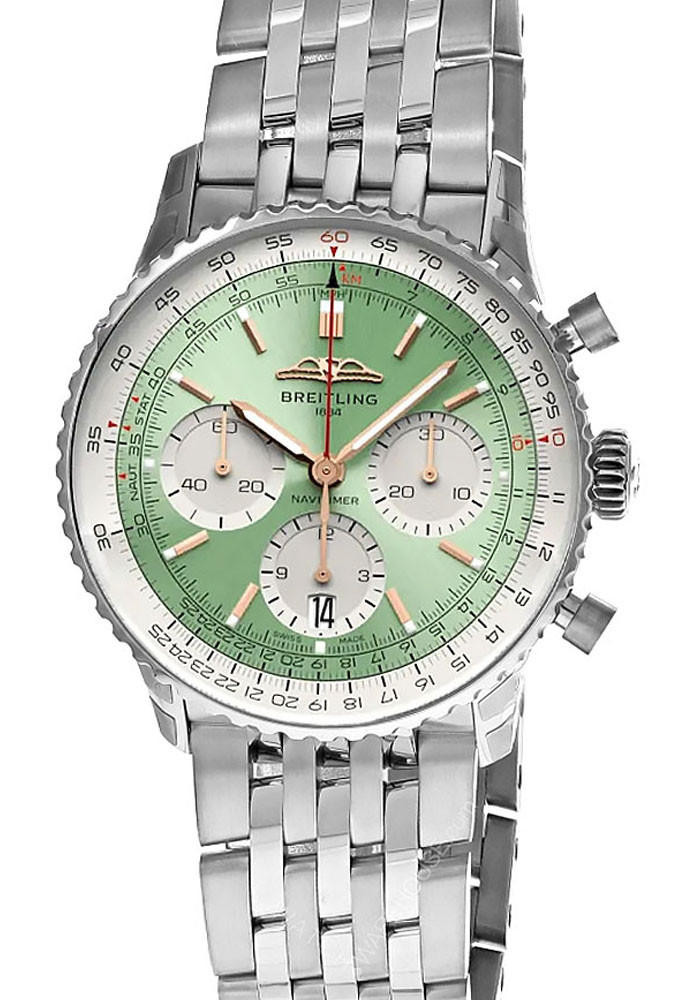 BREITLING Navitimer B01 41MM Mint Green Dial Men's Watch AB0139211L1A1 ...