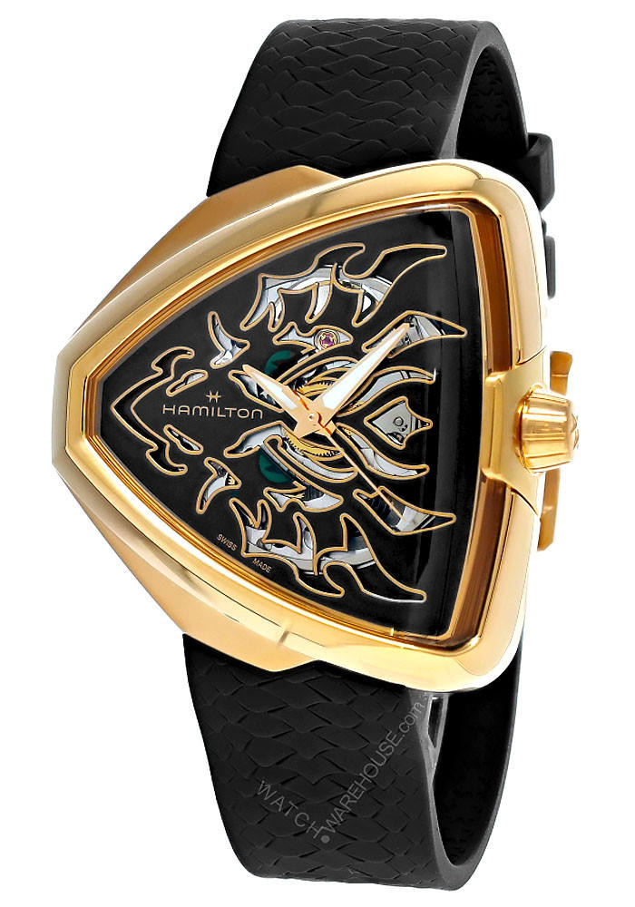 HAMILTON Ventura Elvis80 AUTO Skeleton Rubber Men's Watch H24525332 ...