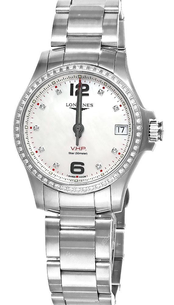 LONGINES Conquest V.H.P. 36MM MOP Diamond Women's Watch L3.316.0.87.6 ...