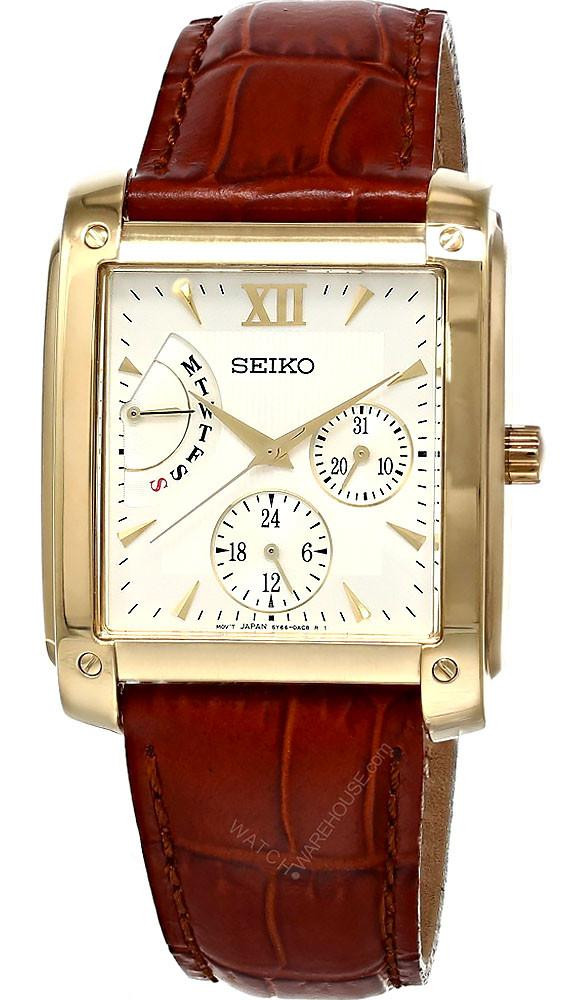 SEIKO Retrograde Quartz Leather Men's Watch SNT010P1 | Fast & Free US ...