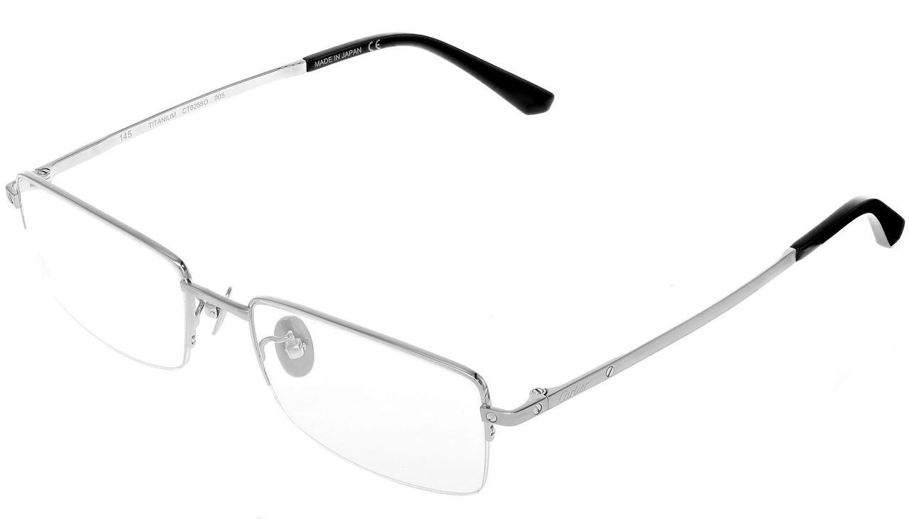 CARTIER Santos De Cartier Silver Half-Rim Titanium Eyeglasses CT0255O ...