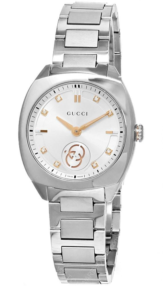 GUCCI Interlocking G Quartz 29MM Silver Diamond Dial Women's Watch ...