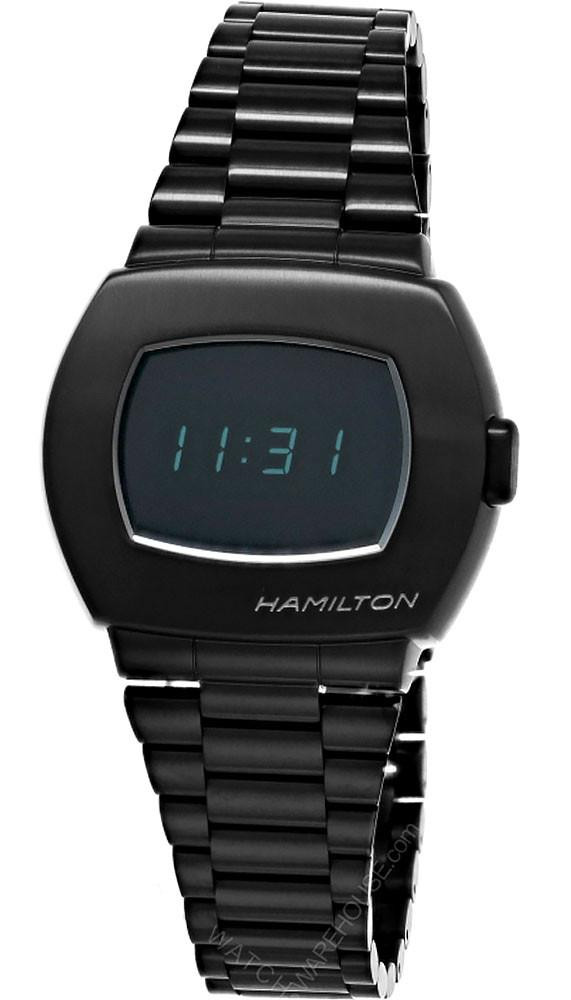 HAMILTON PSR Digital Quartz Black Stainless Steel Men's Watch H52404131 ...
