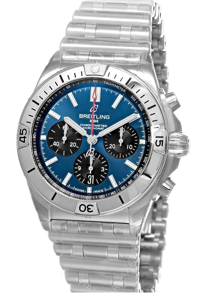 BREITLING Chronomat B01 SS 42MM Blue Dial Men's Watch AB0134101C1A1 ...