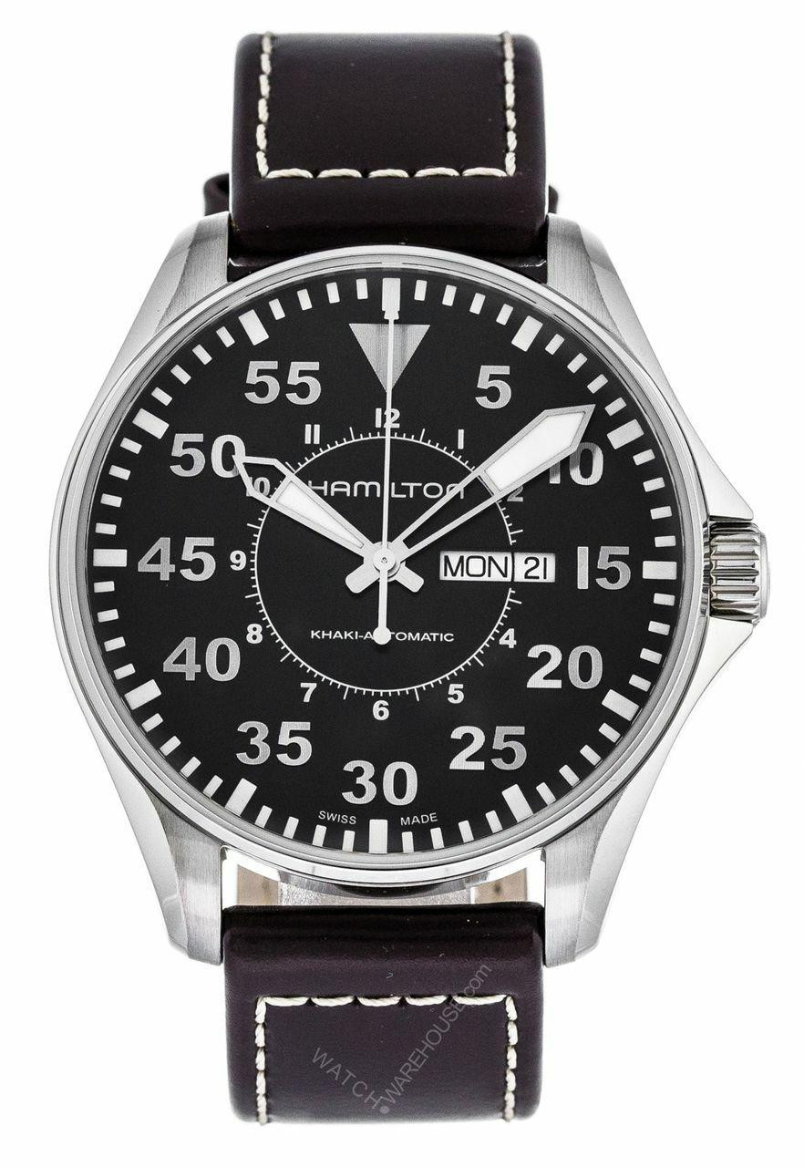 HAMILTON Khaki Pilot 46MM Automatic SS BLK Dial Men's Watch H64715535 ...