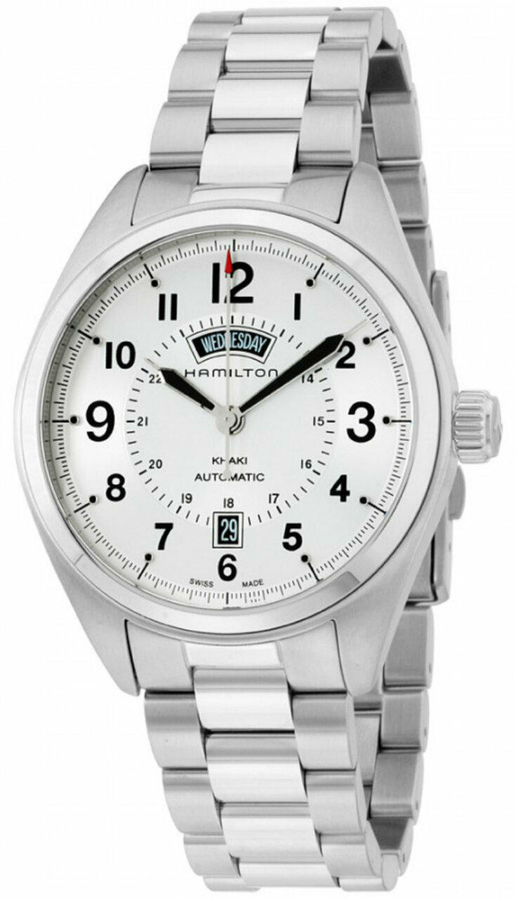 HAMILTON Khaki Field Date Day SS Automatic Silver Dial Watch H70505153 ...