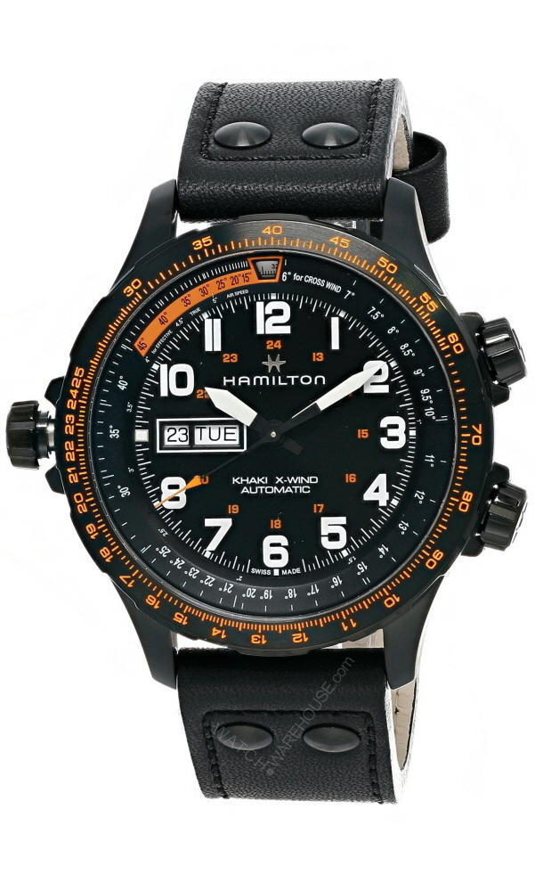 HAMILTON Khaki Aviation X Wind 45MM Black Dial Men's Watch H77785733 ...