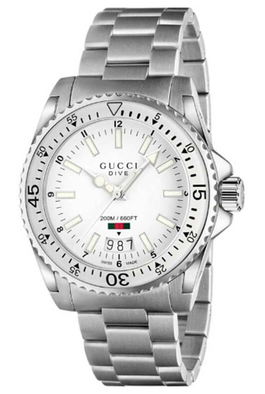 GUCCI Dive 40MM White Dial Stainless Steel Men's Watch YA136302 | Fast ...