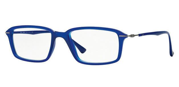 RAY-BAN Rectangular Blue Frame Clear 53MM Men's Eyeglasses RX7019 5242 ...