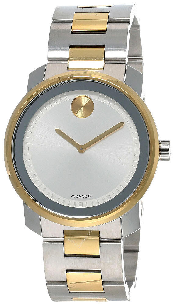 MOVADO Bold 42.5MM SS Silver Dial Gold Two-Tone Men's Watch 3600431 ...