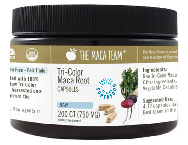 Organic Tri-Color Maca Caps 750 mg, 200 ct. | The Maca Team