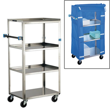 AL-52107 | STAINLESS STEEL LINEN CART 300 CAP, 15-1/2" X 24" SHELVES ...