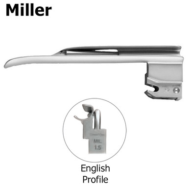 AL-85868 | GREENLINE LARYNGOSCOPE BLADE MILLER ENGLISH, FIBER OPTIC ...