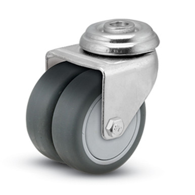 AL-86681 | 2" DUAL WHEEL SWIVEL CASTER RUBBER, 1/2" HOLLOW KINGPIN ...