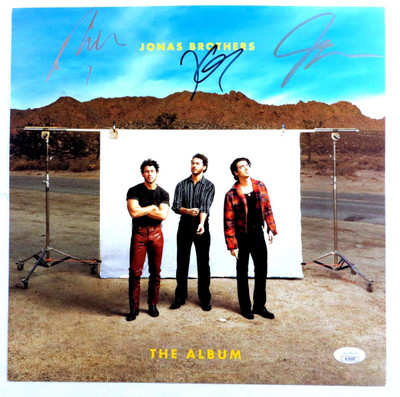 Jonas Brothers Band Triple Autograph Record Insert Joe Kevin Nick The ...