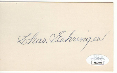 Charlie Gehringer Signed Autographed Index Card Tigers HOFer JSA ...