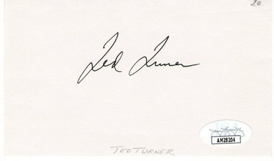 Ted Turner Signed Autographed Index Card CNN Broadcast Legend JSA ...