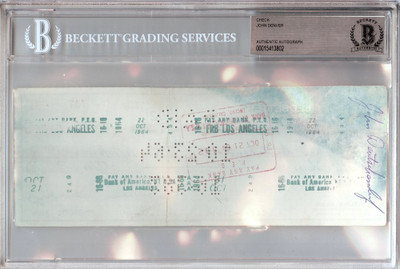 John Denver Signed Autographed Bank Check John Deutschendorf Beckett ...