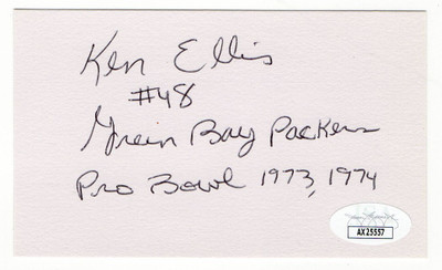 Ken Ellis Signed Autographed Index Card "Packers Pro Bown 1973,74" JSA ...
