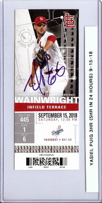 Yasiel Puig Signed Autographed Ticket Dodgers 3HR Game 9-15-18 JSA ...