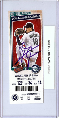 Chris Taylor Signed Autographed Ticket Mariners 1st Career RBI JSA ...