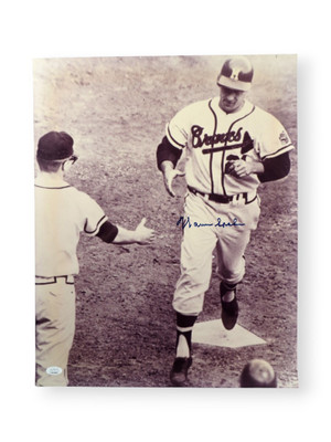Warren Spahn Signed Autograph 16X20 Photo Braves Touching Home Plate ...
