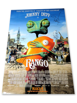 Rango Cast Signed Autographed 27X40 Poster Johnny Depp Fisher Breslin ...